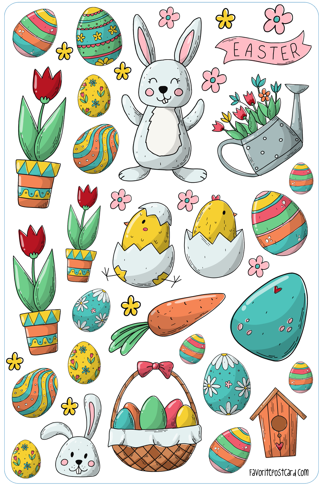 Sticker sheet #134: Easter Doodles, MIDI – Favoritepostcard.com