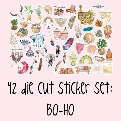 42 small die cut sticker set: BoHo – Favoritepostcard.com
